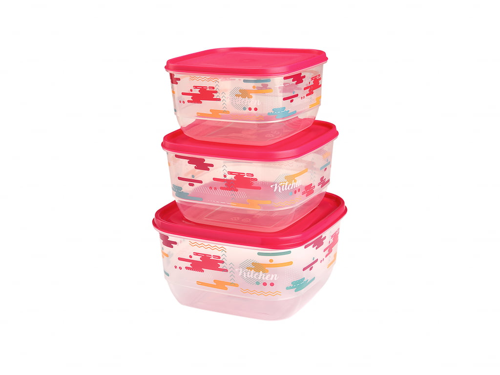 M-1523 – TRENDY SQUARE FOOD SAVER WITH IML DESIGN 3 PCS SET (1,9 L + 2 ...